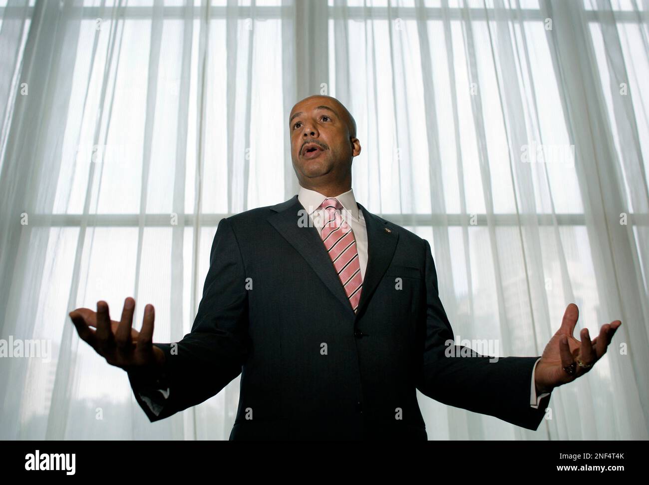 New Orleans Mayor Ray Nagin talks as he poses for a portrait during an ...