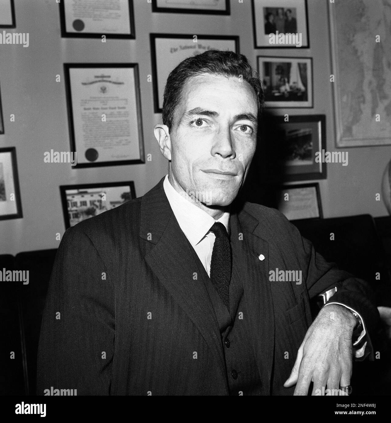 Sen. Claiborne Pell, D-R.I., poses on Jan. 23, 1963 in his Capitol ...