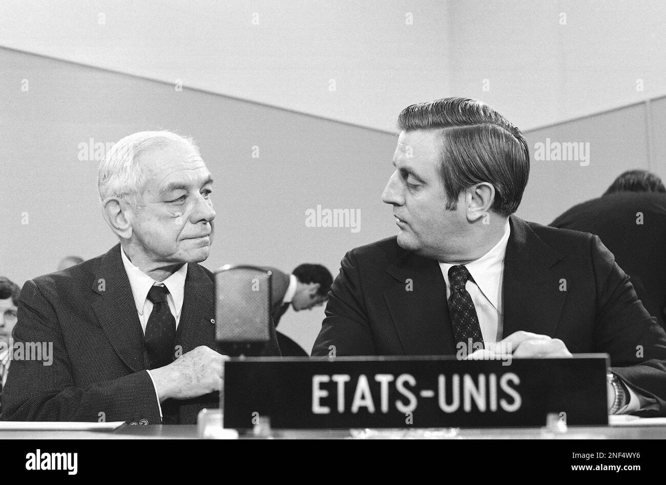 U.S. Vice President Walter Mondale, right, sits beside Ambassador ...