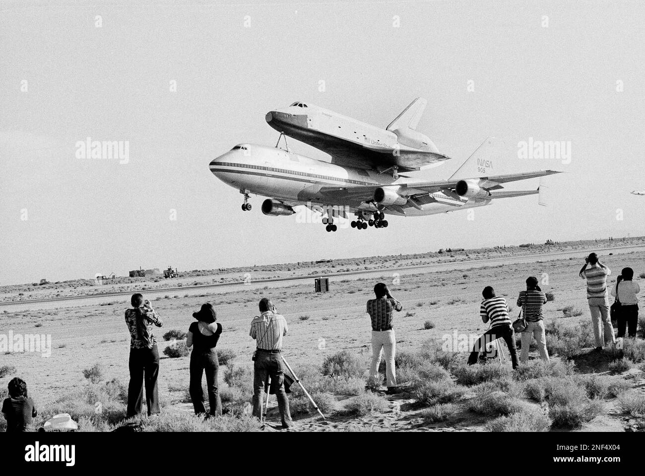 America's space shuttle Enterprise rides atop the 747 carrier as she ...