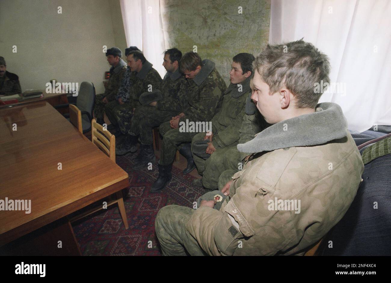 Russian soldiers, captured on Sunday, Dec. 11, 1994 by Chechen forces ...