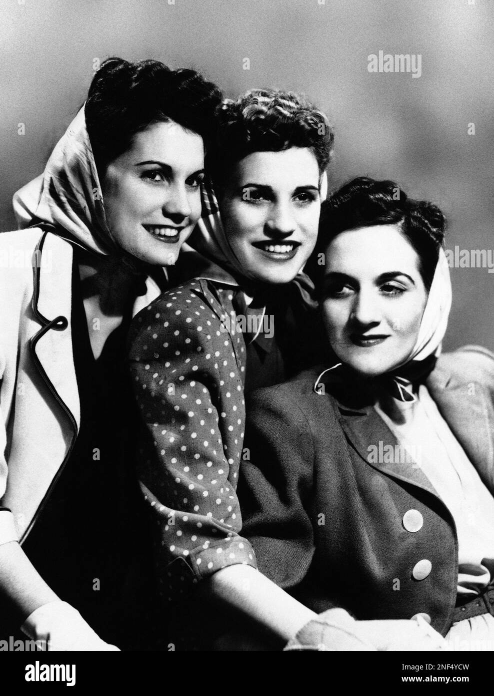 The Andrews Sisters of radio fame, from left to right, are: Maxene ...