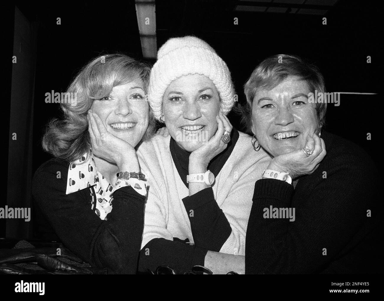 Two of the famous Andrews Sisters, Patty, center, and Maxene, right ...