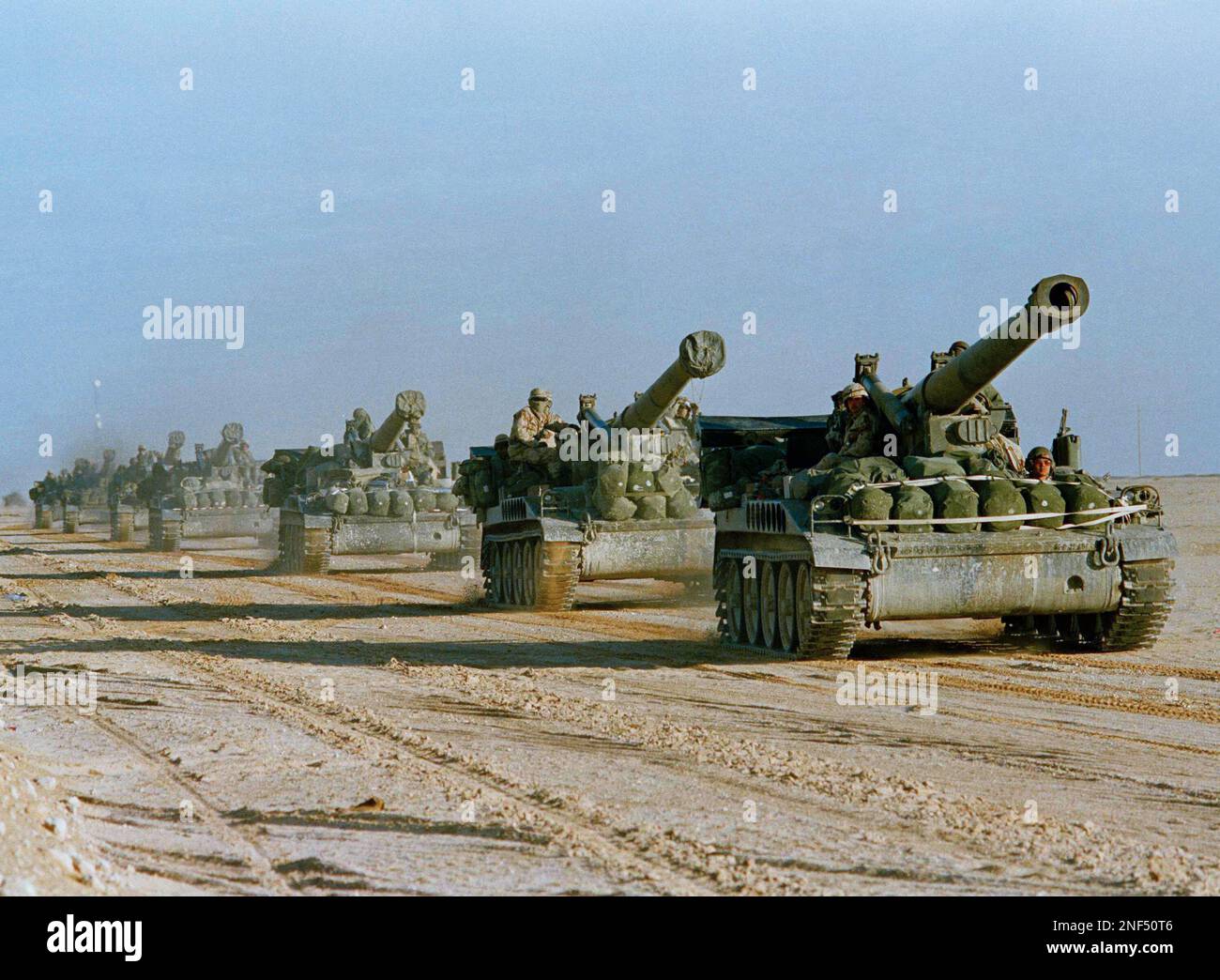 U.S. Army 155mm self-propelled Howitzers assigned to the 7th Corps head ...