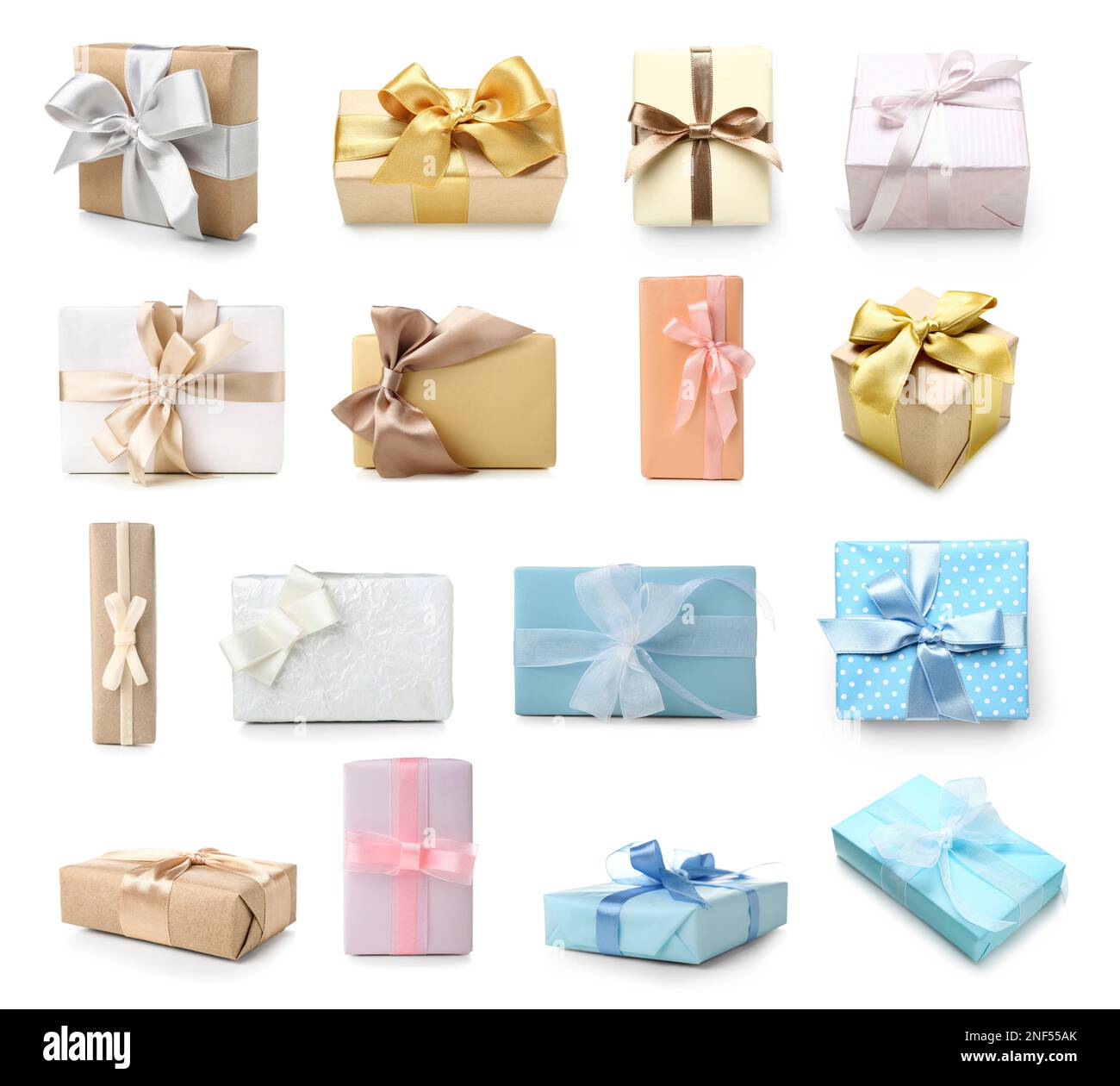 Set of different gifts isolated on white Stock Photo - Alamy
