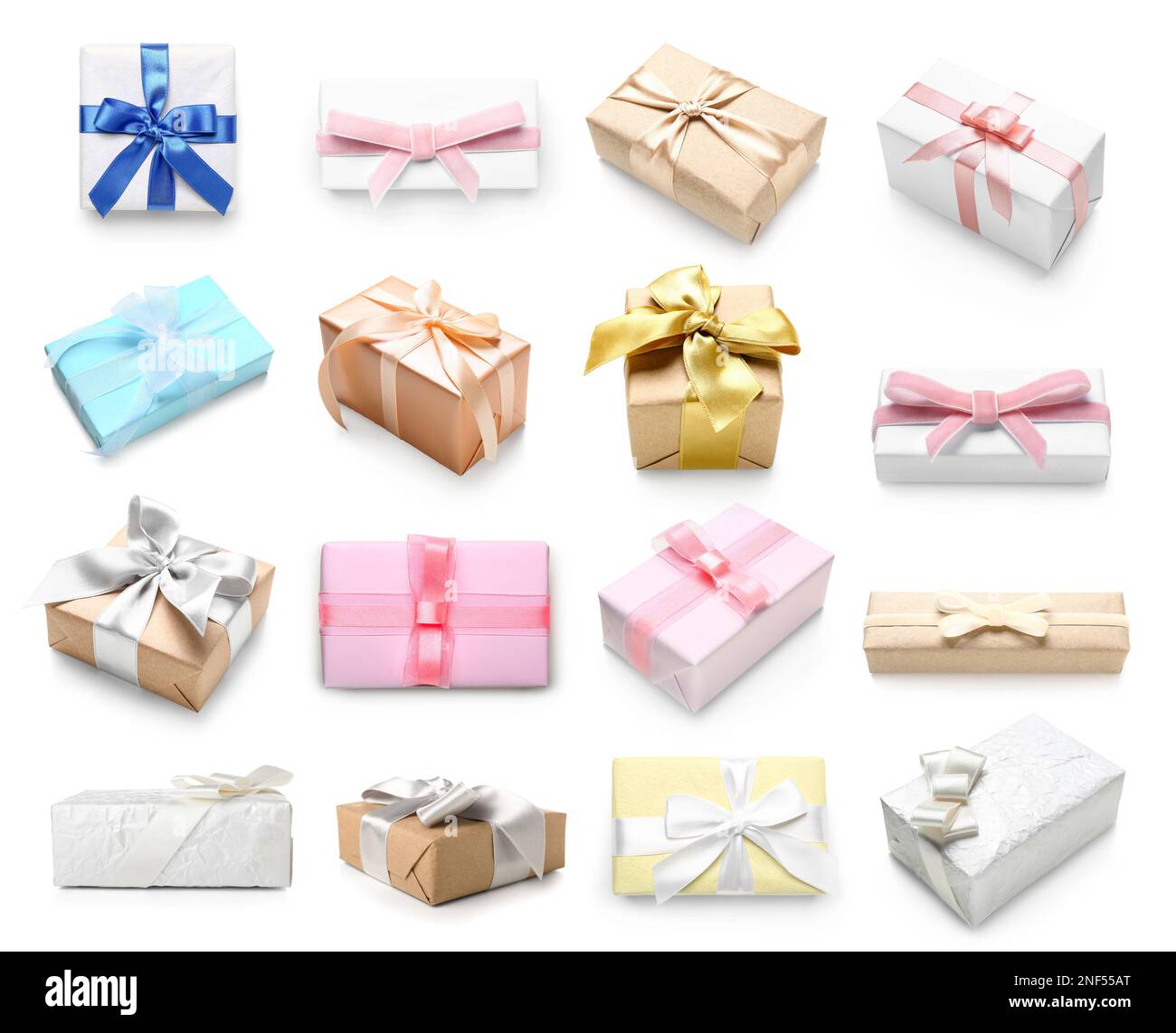 Set of different gift boxes isolated on white Stock Photo - Alamy