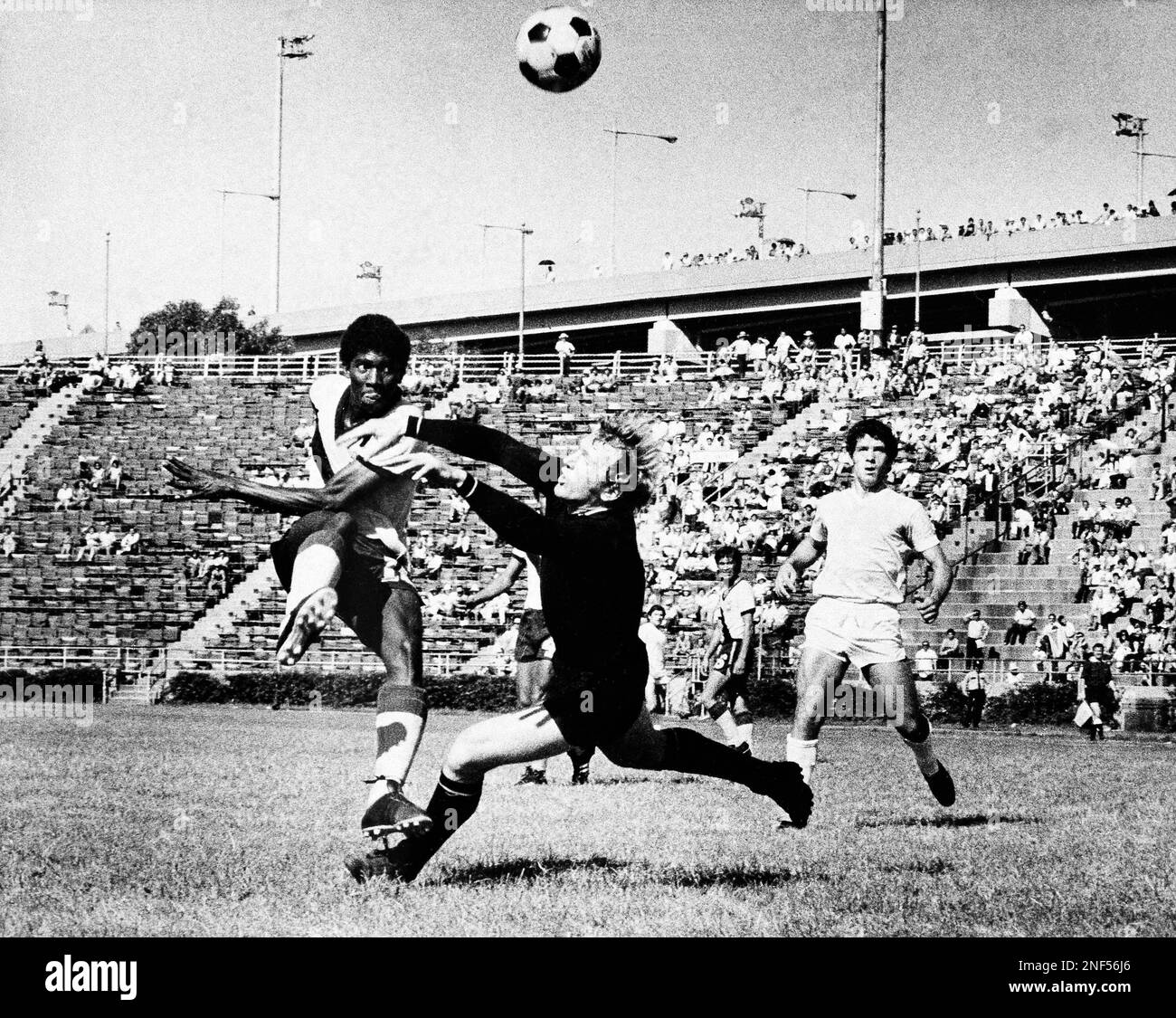 Italian goal keeper Moriggi of Lazio, black shirt, tries in vain to ...