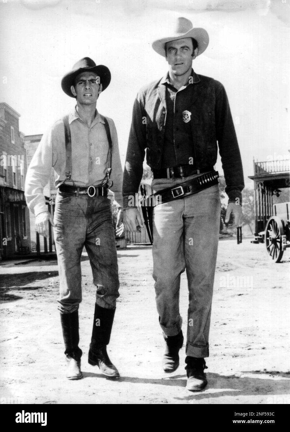 American actors James Arness, right as Marshall Matt Dillon, and Dennis ...