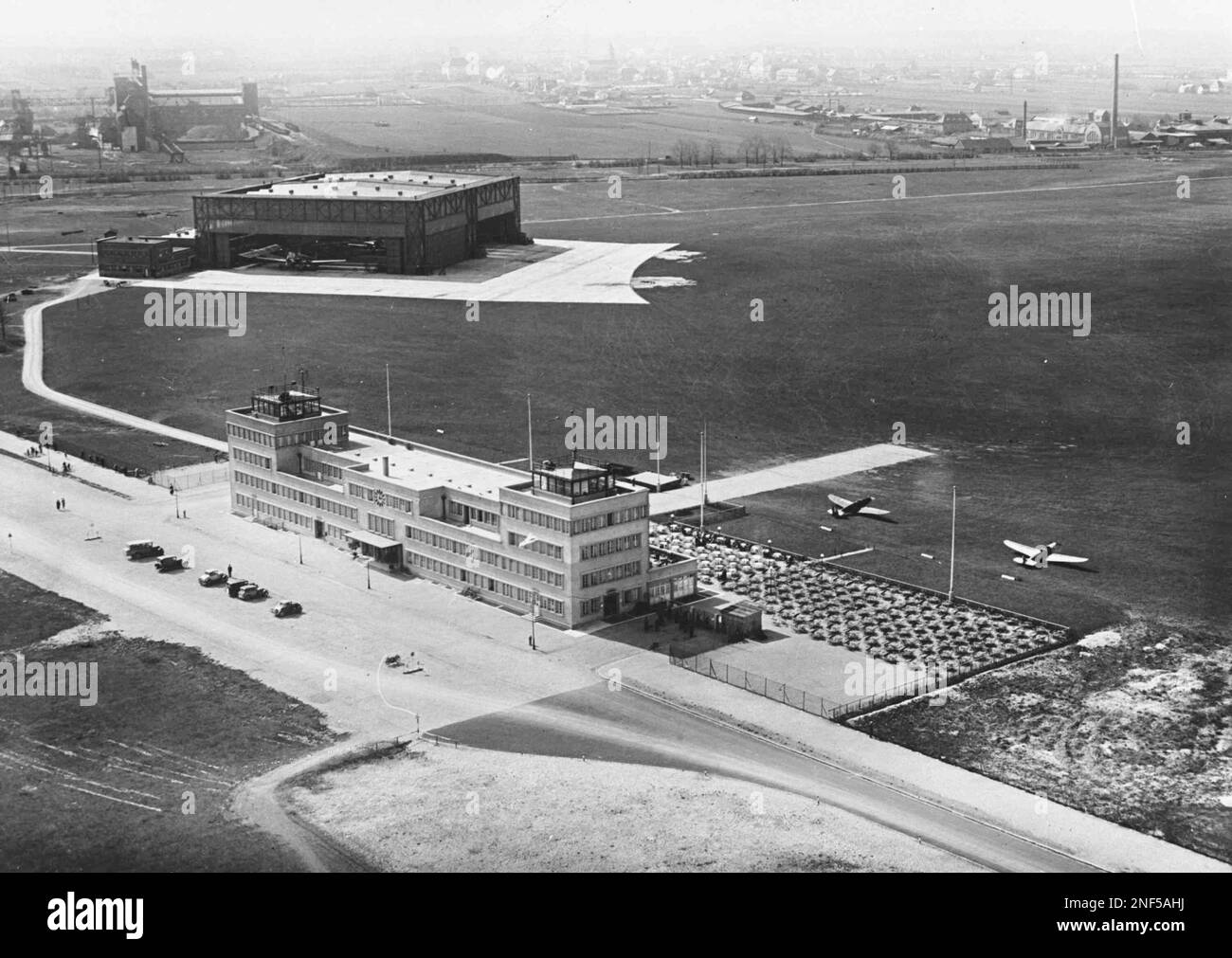 A general view of the airfield at Oberwiesenfeld, nwar Munich, Germany ...
