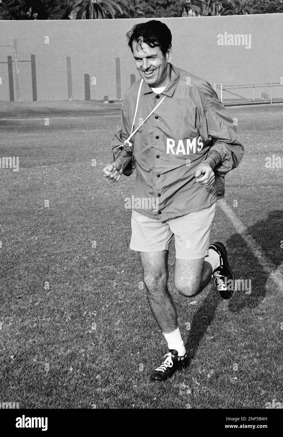 Los Angeles Rams coach George Allen goes through his daily exercise ...
