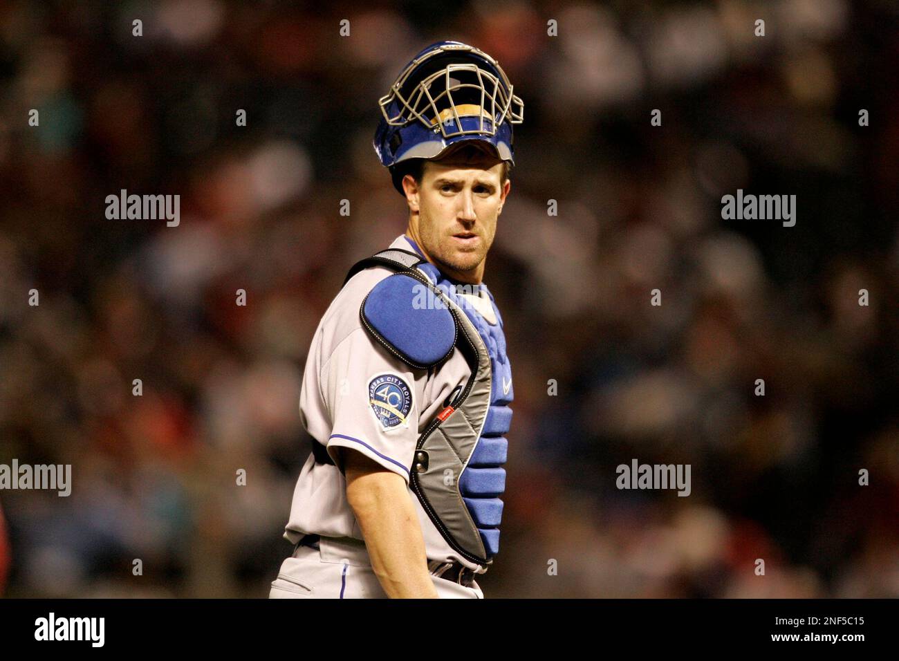 Kansas City Royals catcher John Buck during a baseball game against the ...