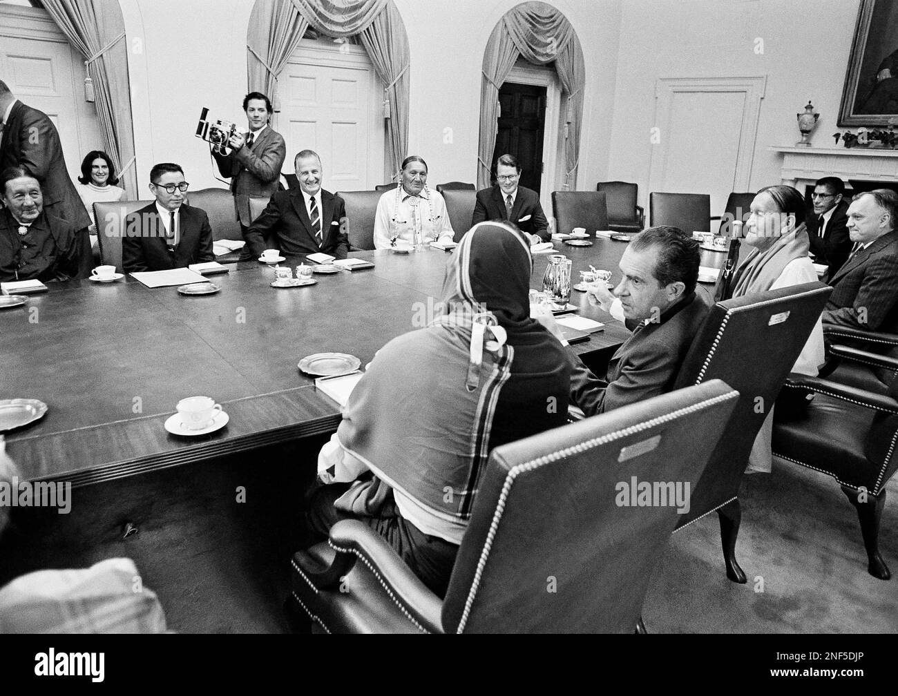 President Nixon meets with administration officials and members of the ...