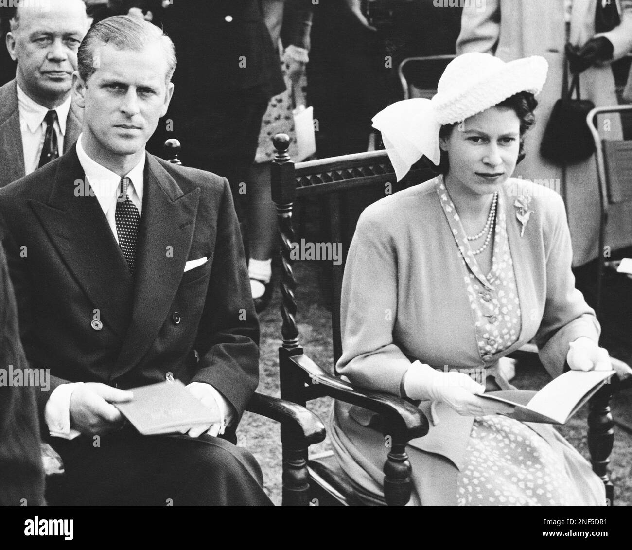 Princess Elizabeth, right, with her husband, the Duke of Edinburgh, are ...