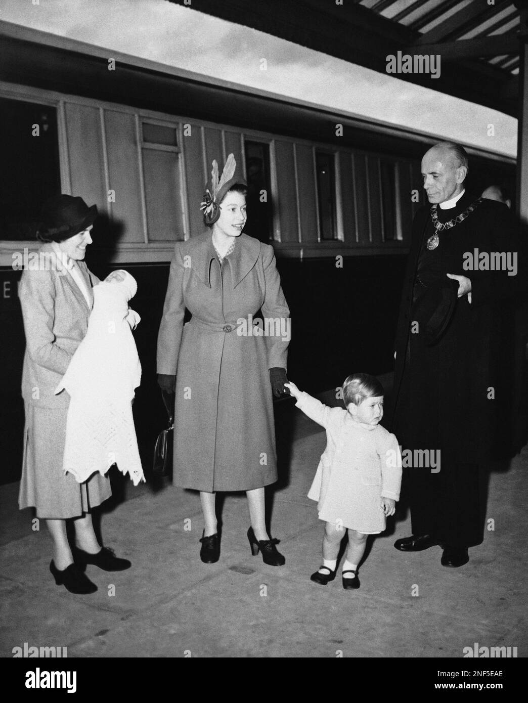 Canon W.E. Adam, right, Provost of Ballater, Greets Princess Elizabeth ...