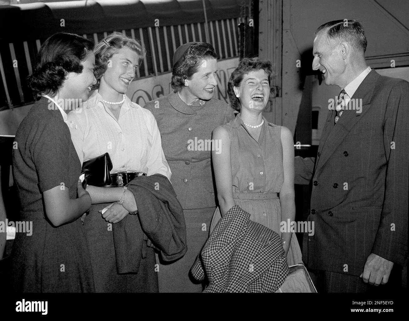 John D. Rockefeller III and his wife Blanchette, center, greet their 21 ...