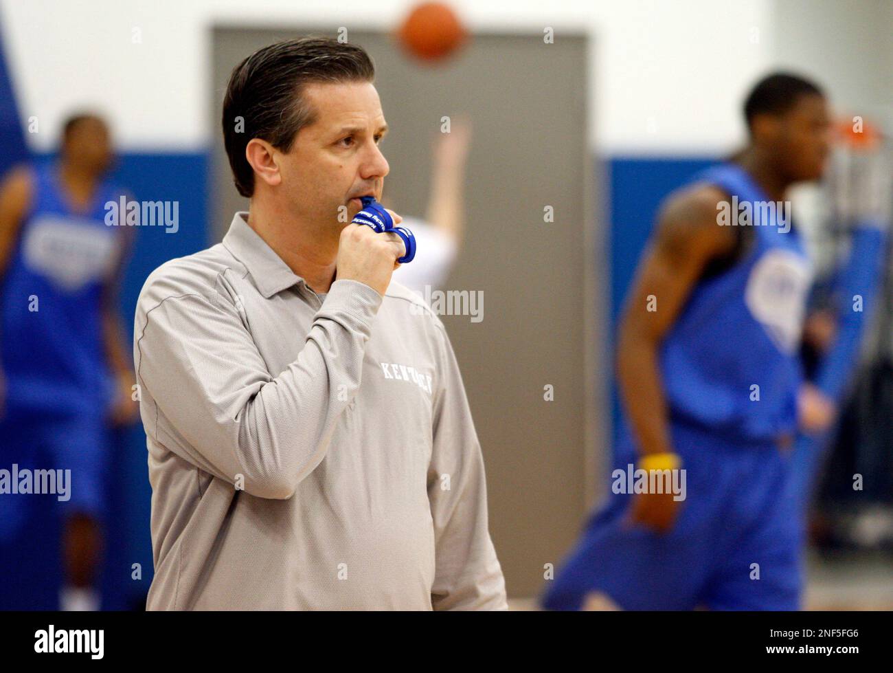 Kentucky coach John Calipari directs college basketball practice at the ...