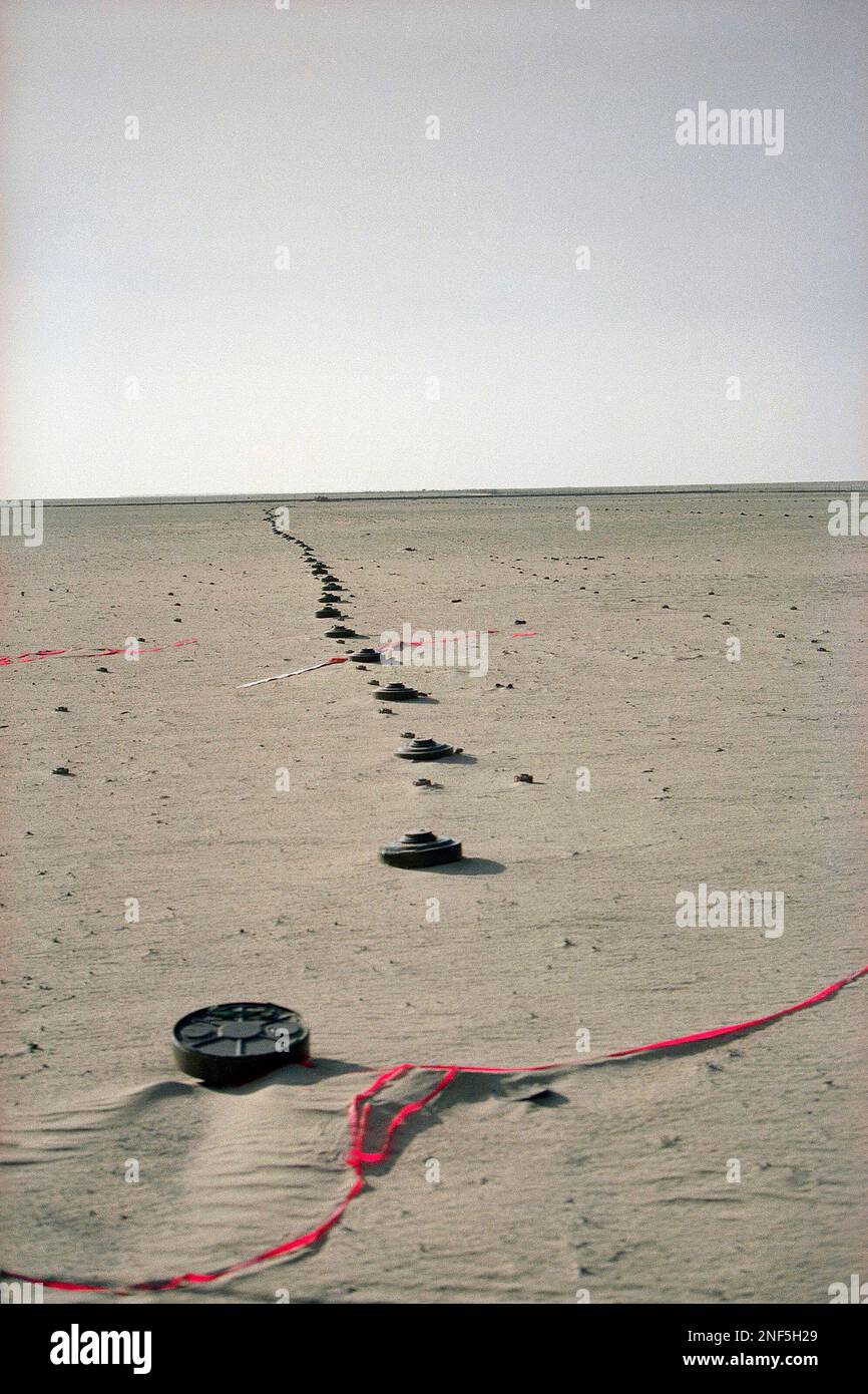 Shifting sands expose this minefield to view on Friday, March 1, 1991 ...