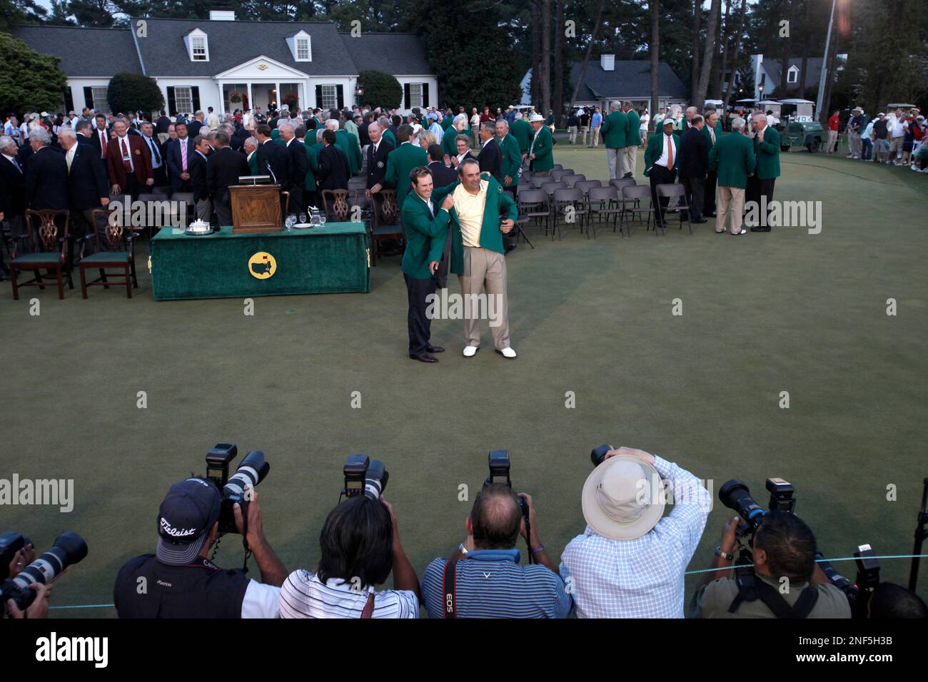 Former Masters' champion Trevor Immelman of South Africa applauds 2009 ...