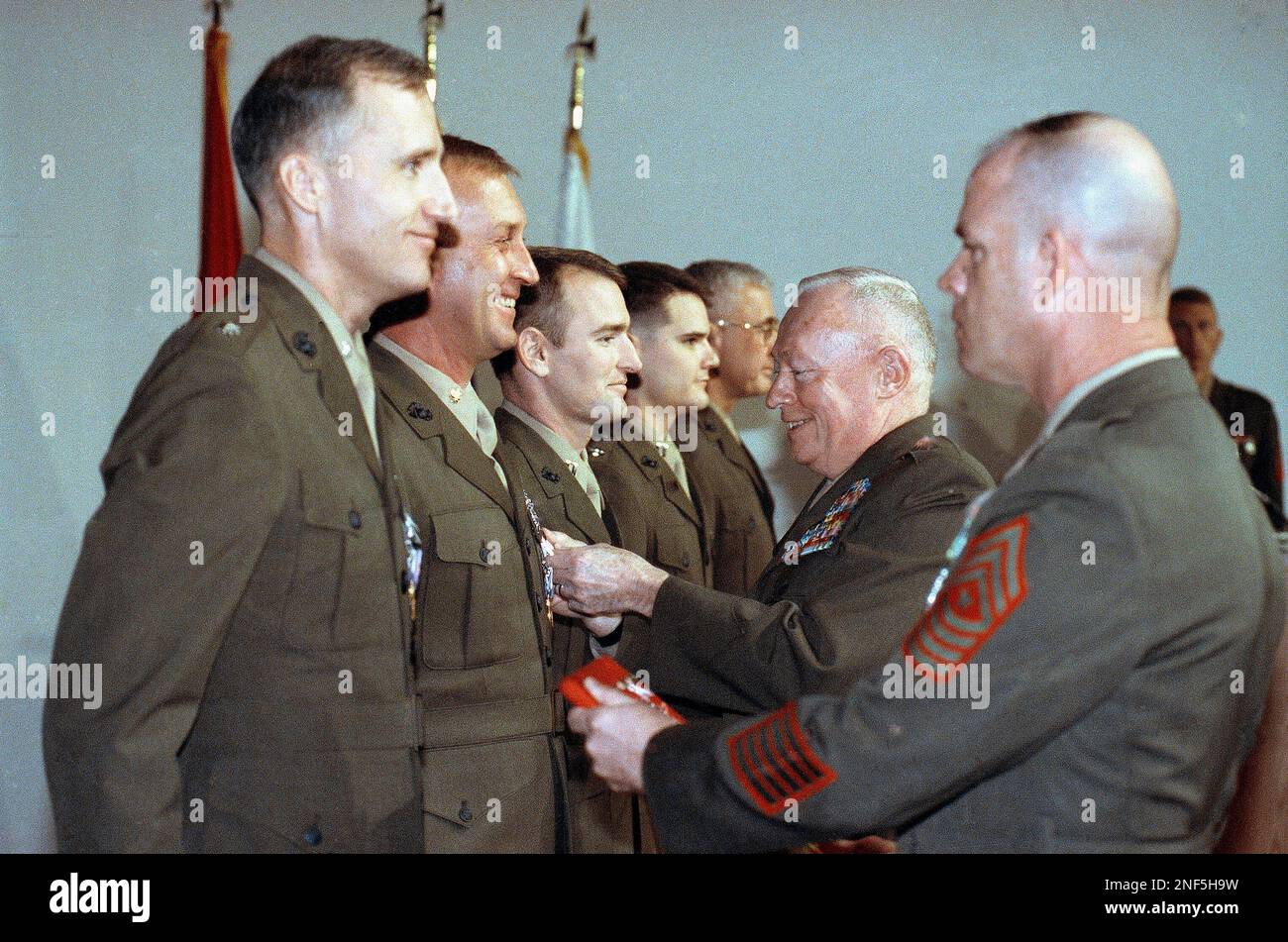 Former Marine Corps POWs are awarded medals at a ceremony at Bethesda ...