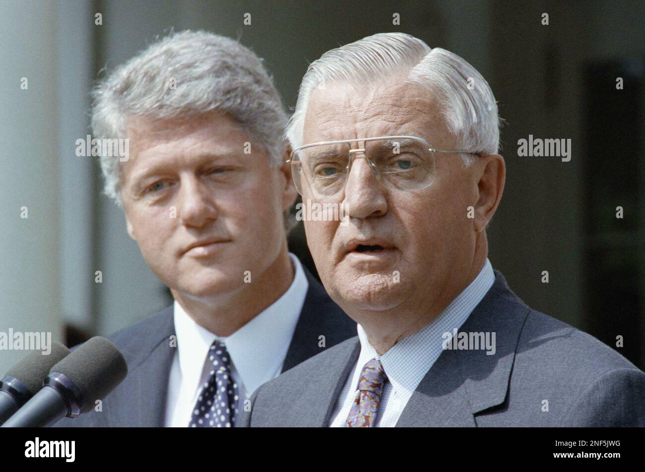 Walter Mondale nominee for Ambassador to Japan, right, shown with Pres ...