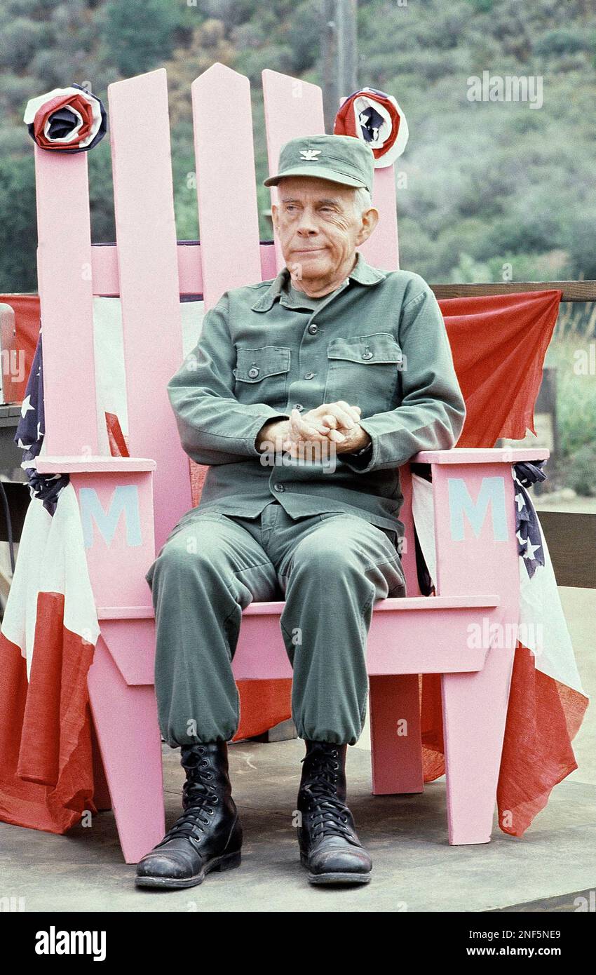 Actor Harry Morgan of "M*A*S*H*" is shown on the set in Los Angeles ...