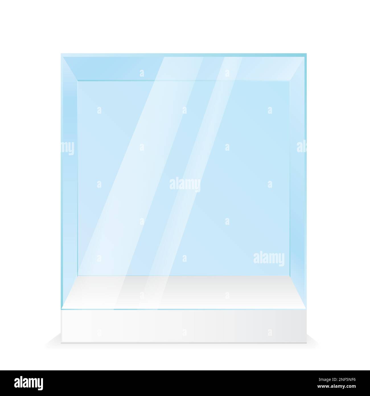 Vector realistic glass square showcase. Empty glass box isolated on white Stock Vector Image ...