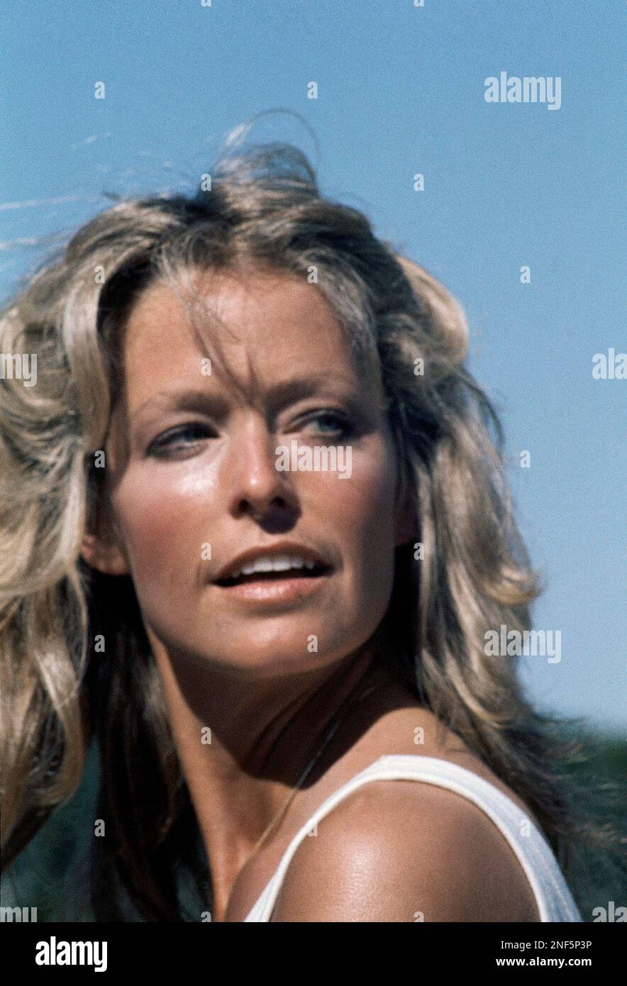 Actress Farrah Fawcett-Majors, shown on tennis court, in Los Angeles in ...