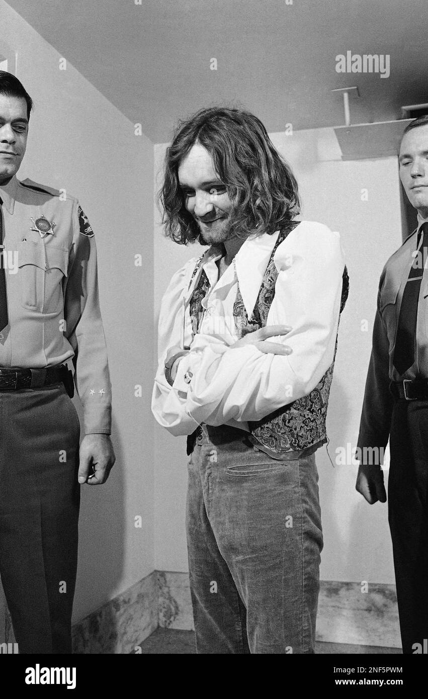 Charles Manson, accused of masterminding seven murders, listens to ...