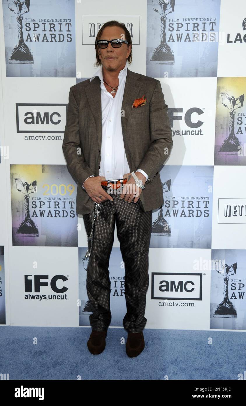 Mickey Rourke arrives at the Independent Spirit Awards in Santa Monica ...