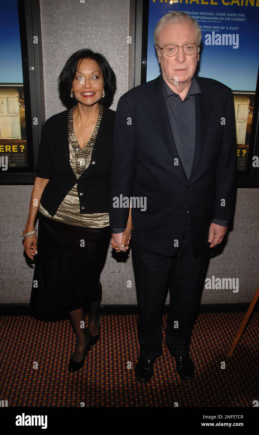 Actor Michael Caine and his wife Shakira Baksh arrive to the premiere ...