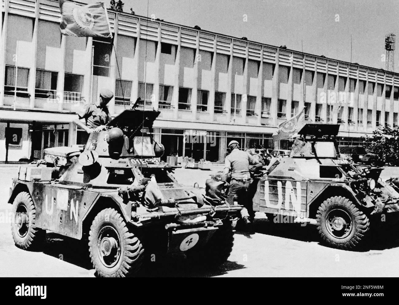 United Nations soldiers with armored cars guard Cyprus cease-fire at ...