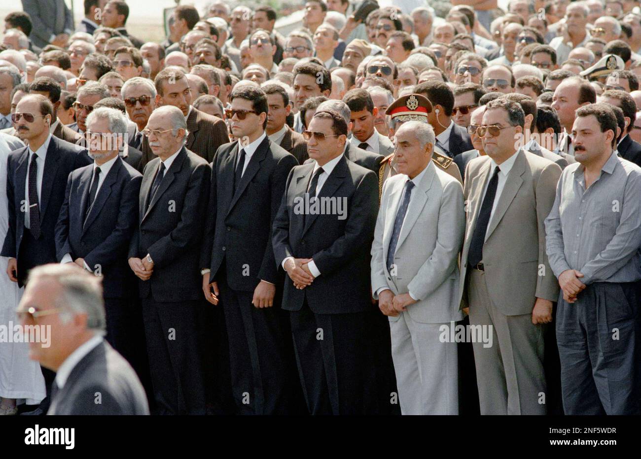 Egyptian President Hosni Mubarak (center) attends the funeral Saturday ...