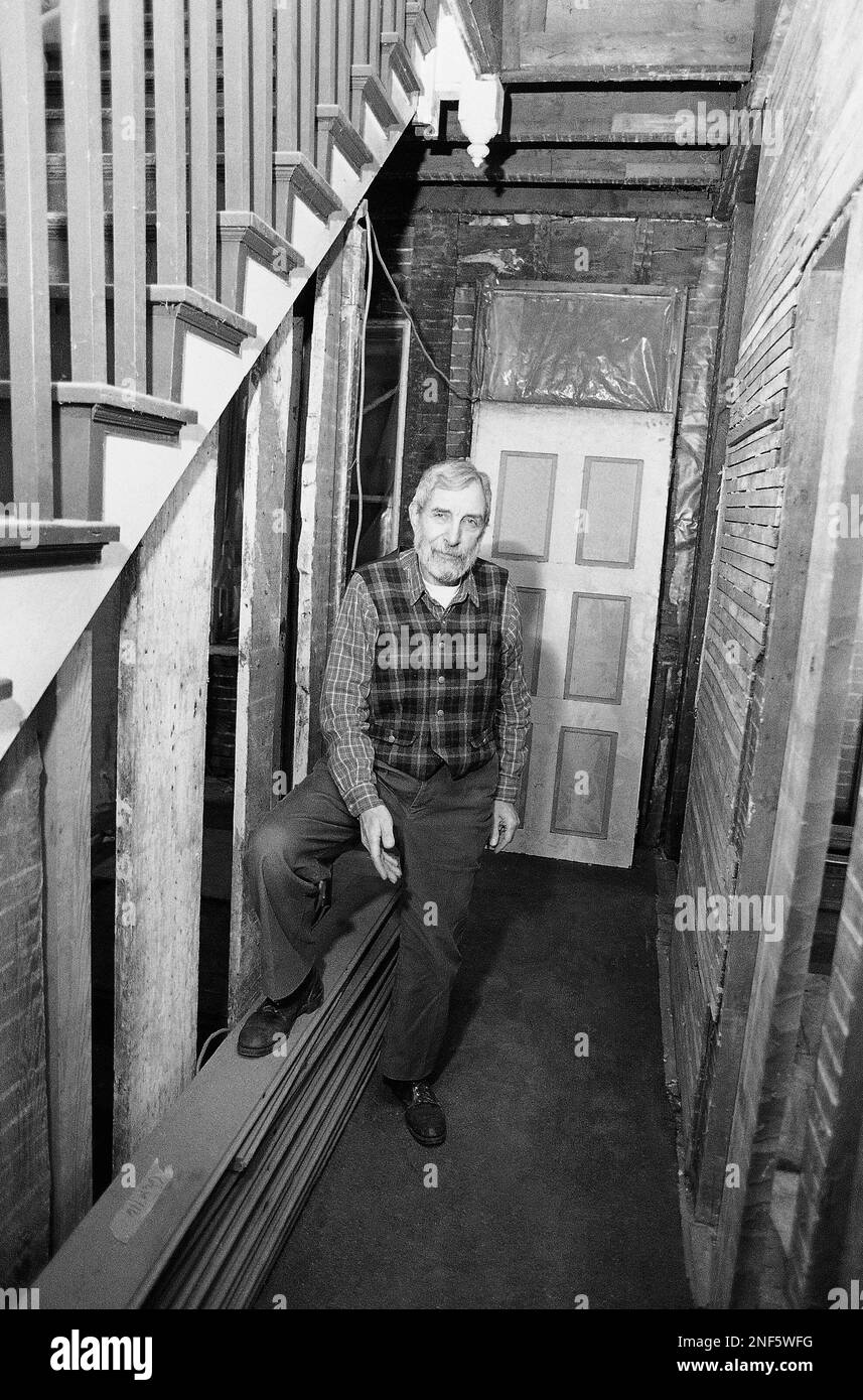 Tim Hubbard stands inside the Hubbard House in 1990, in Ashtabula, Ohio ...