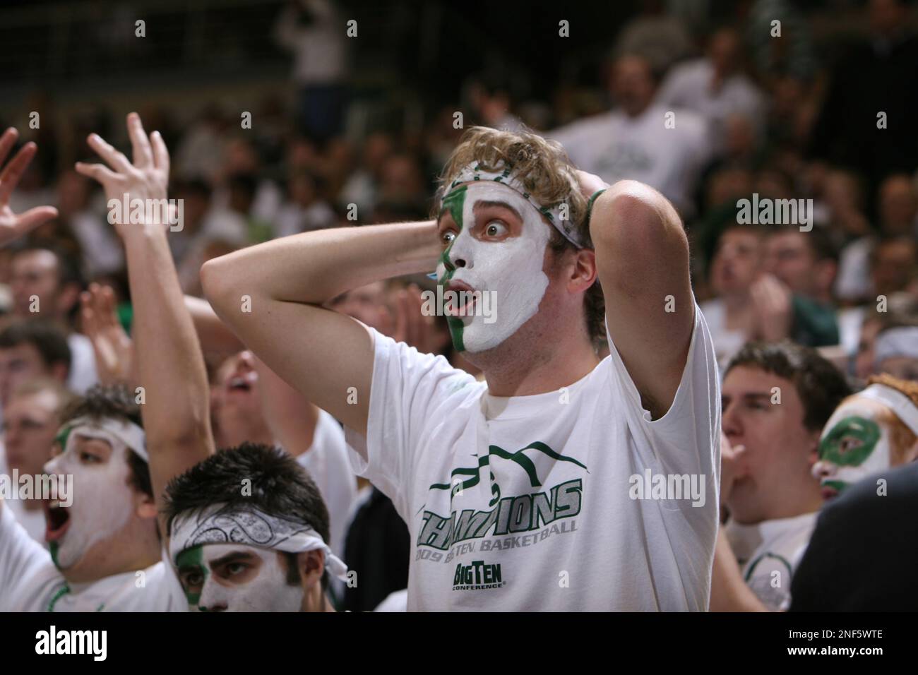 Michigan State fans react to a call against Purdue during an NCAA ...