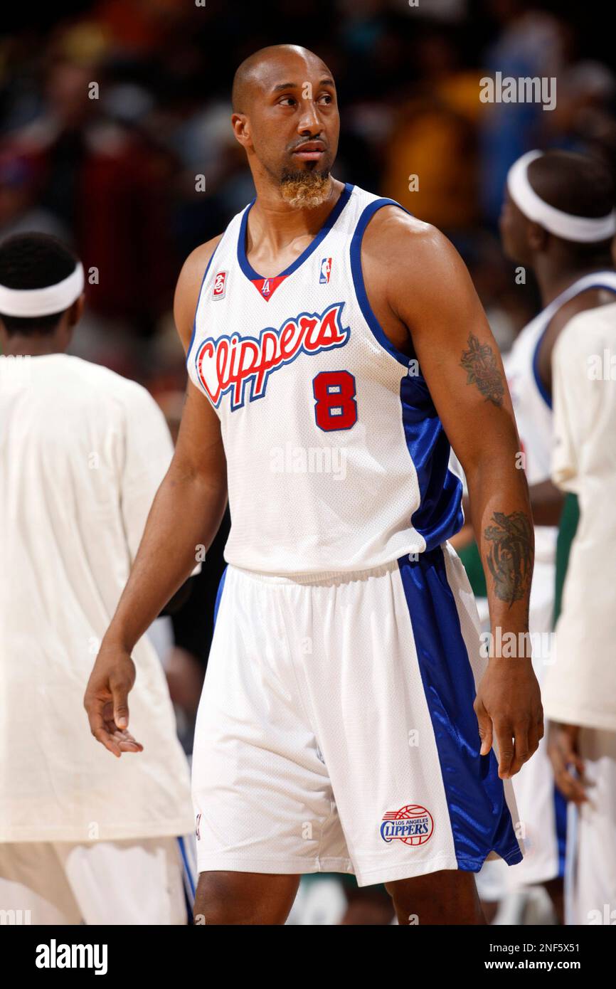 Los Angeles Clippers center Brian Skinner takes the court before facing ...