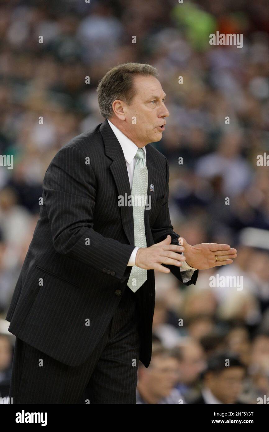 Michigan State head coach Tom Izzo directs his team against Connecticut ...
