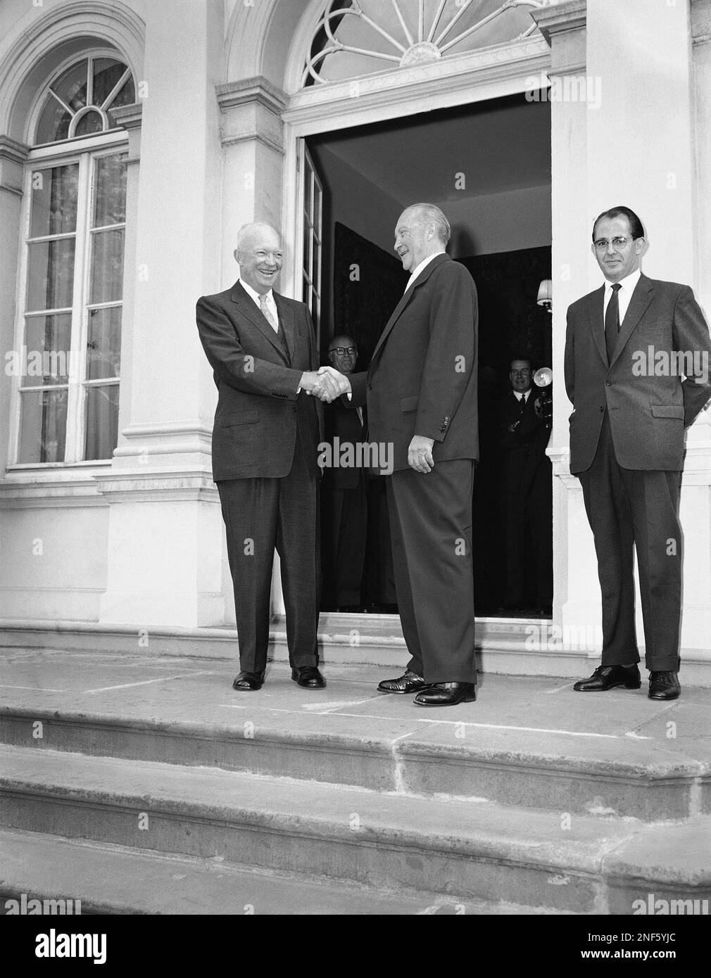 Pres. Dwight D. Eisenhower, left, and German Chancellor Konrad Adenauer ...