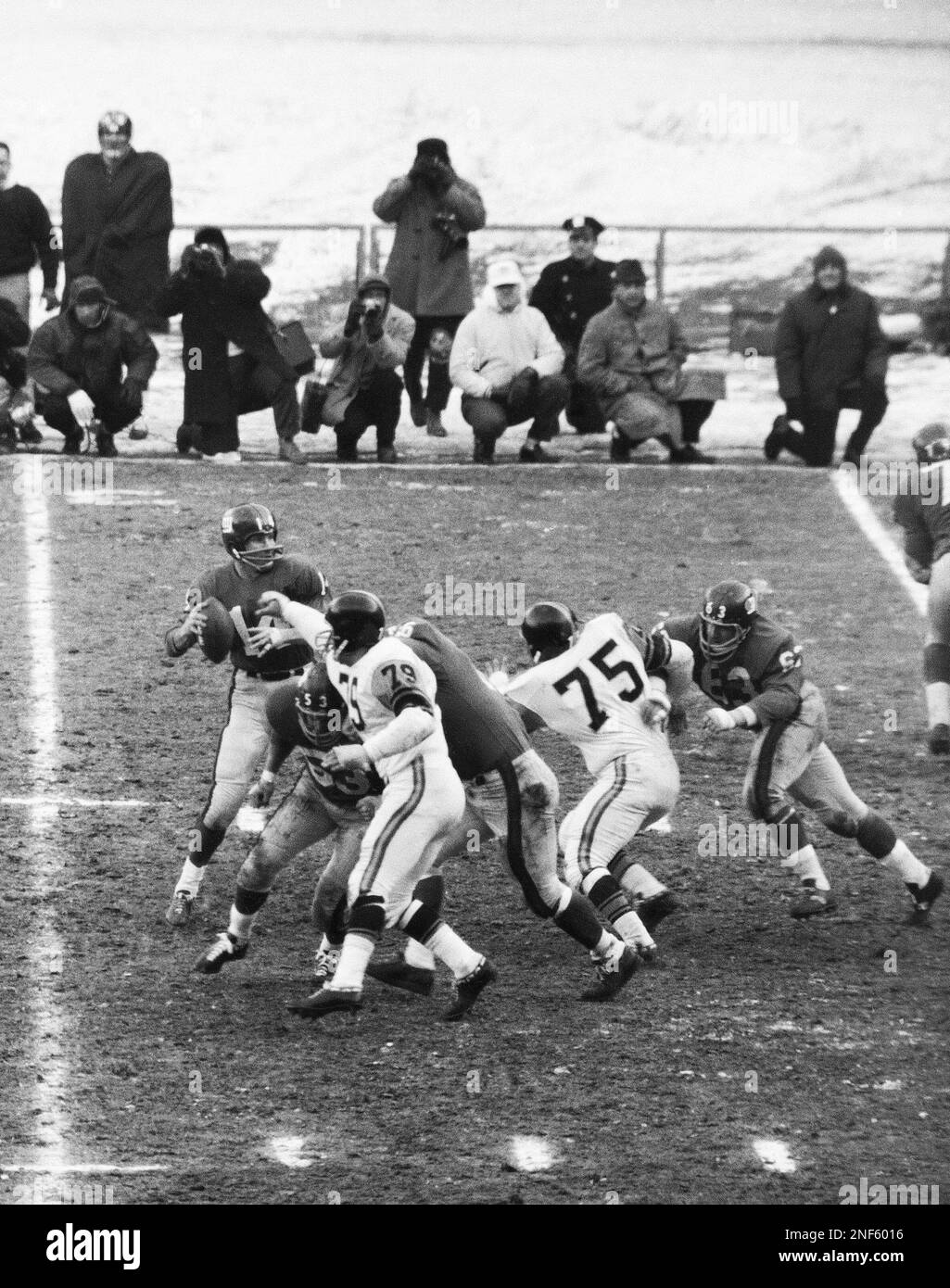 New York Giants quarterback Y.A. Tittle (14) is shown in action during ...