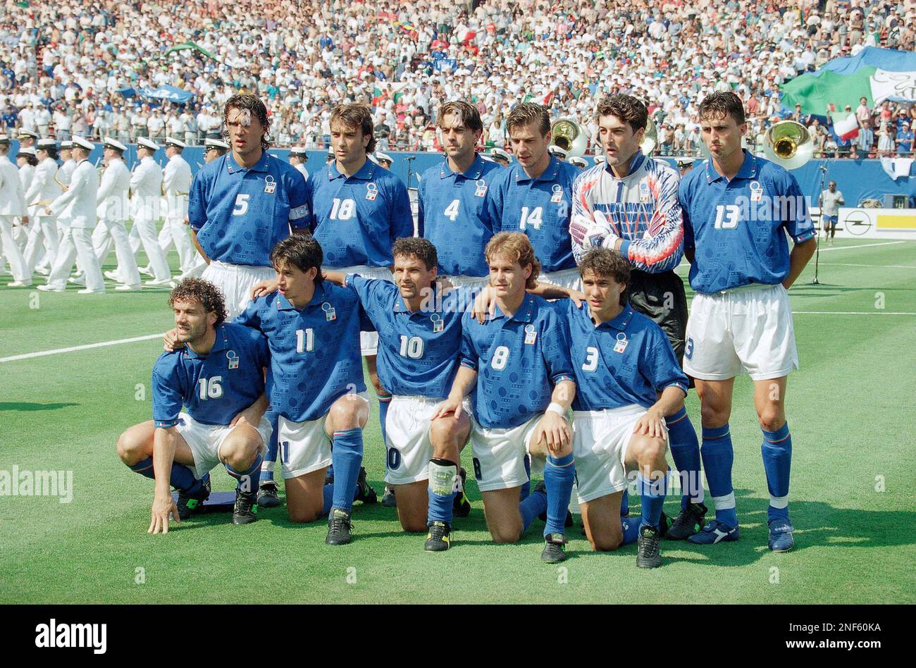 The Italian national soccer team line up before the start of their ...