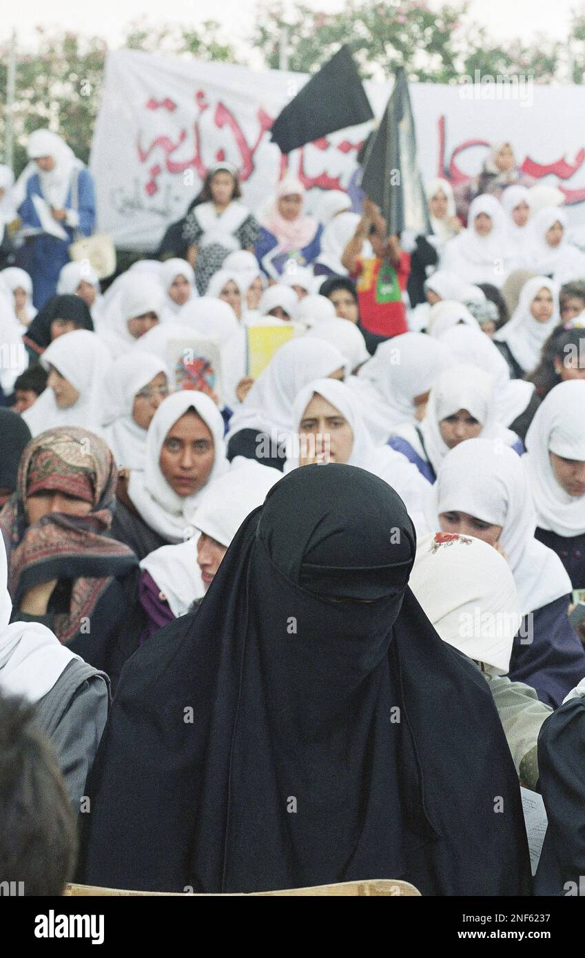 Palestinian women are shown at the occupied West Bank Birzeit ...