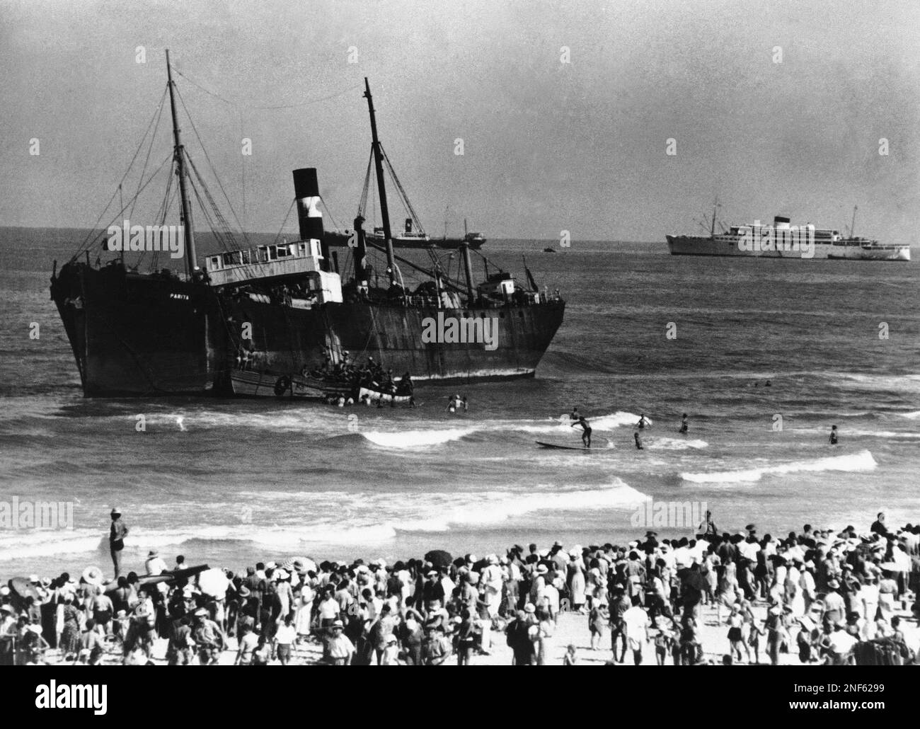 In the early morning in Tel Aviv, the S.S. Parita, with 700 Jewish ...
