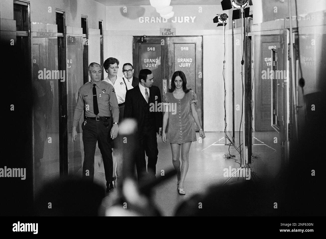 Susan Atkins, 21, leaves the grand jury room in the Los Angeles, Calif ...