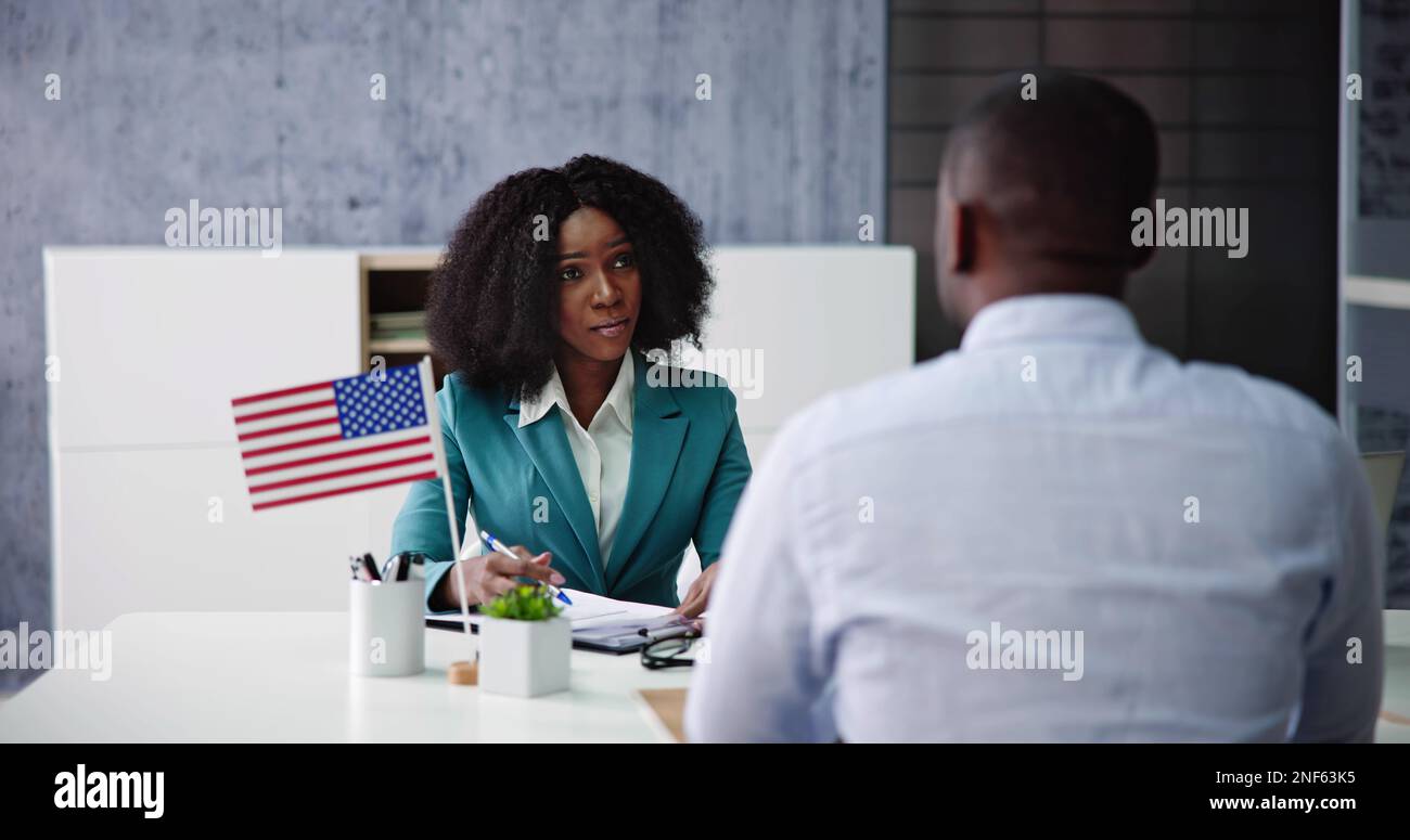 US Immigration Application And Consular Visa Interview Stock Photo - Alamy