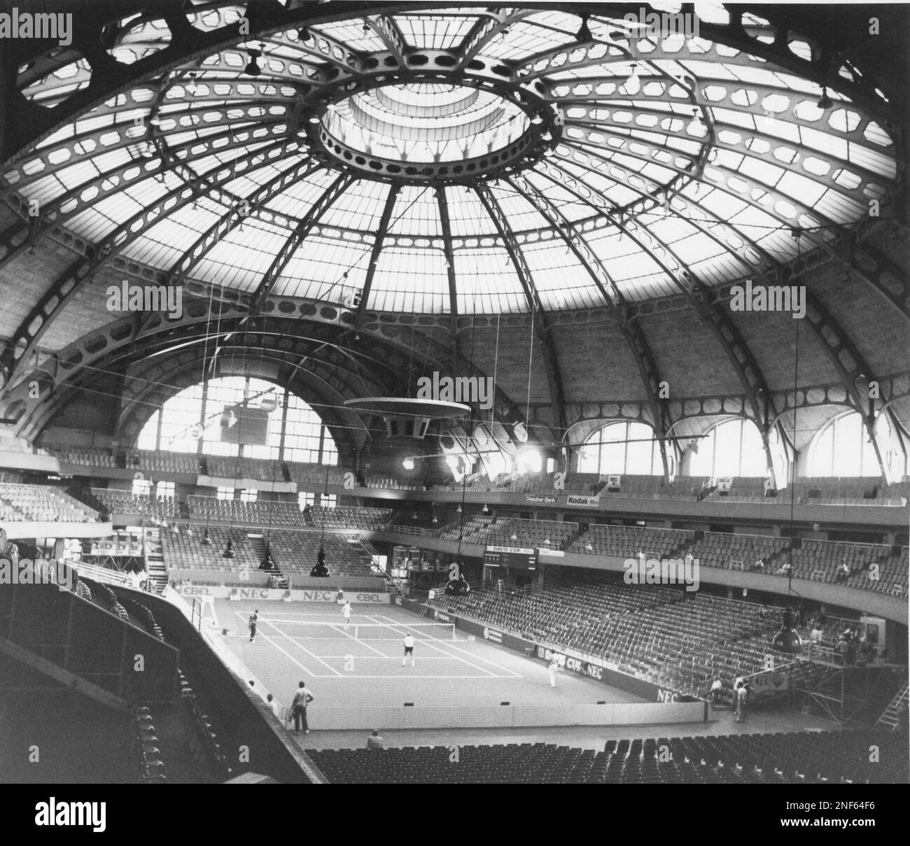 Interior view of the famous concert and fair hall, the "Festhalle" in ...