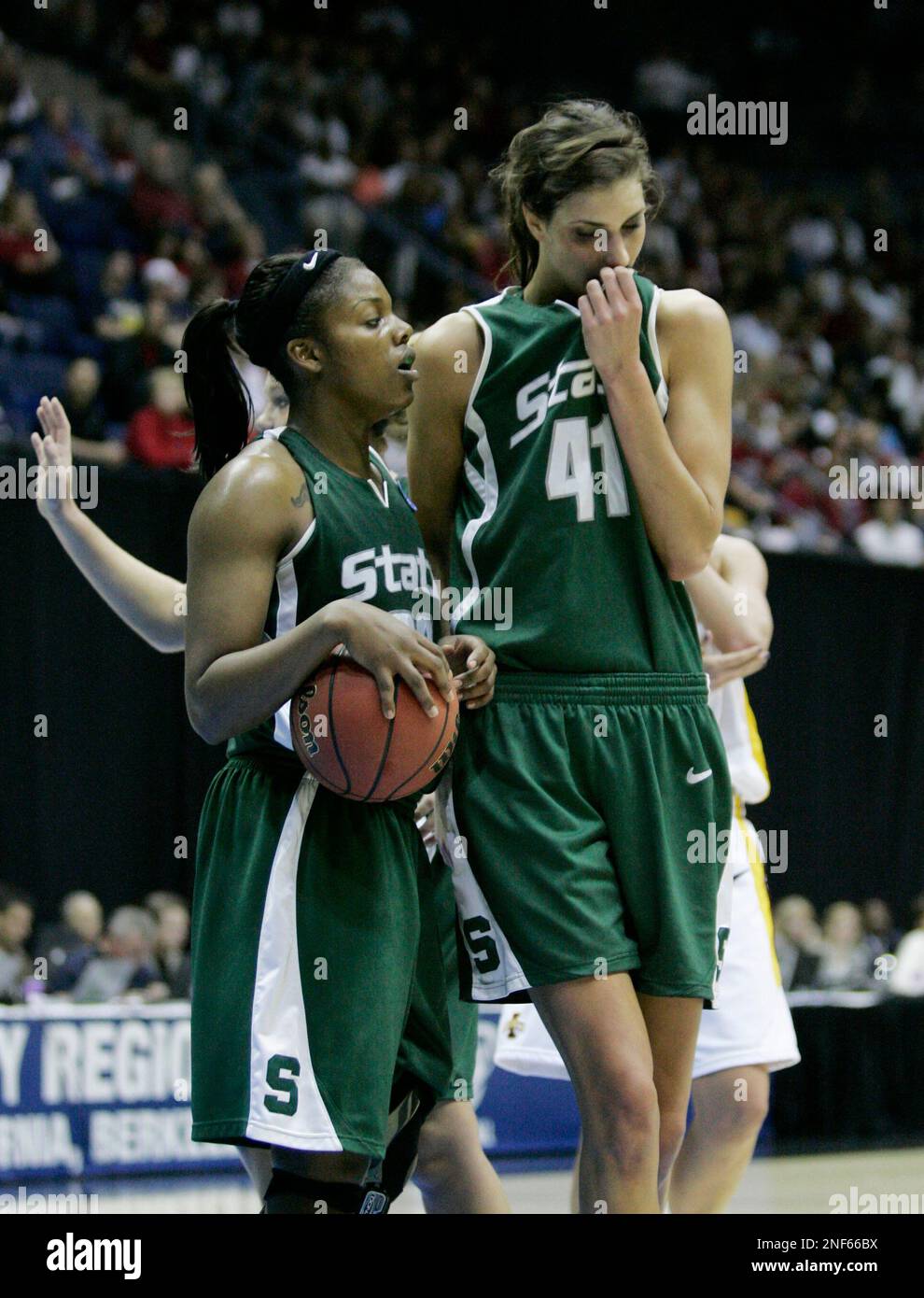 MIchigan State forward Aisha Jefferson, left, and Michigan State center ...