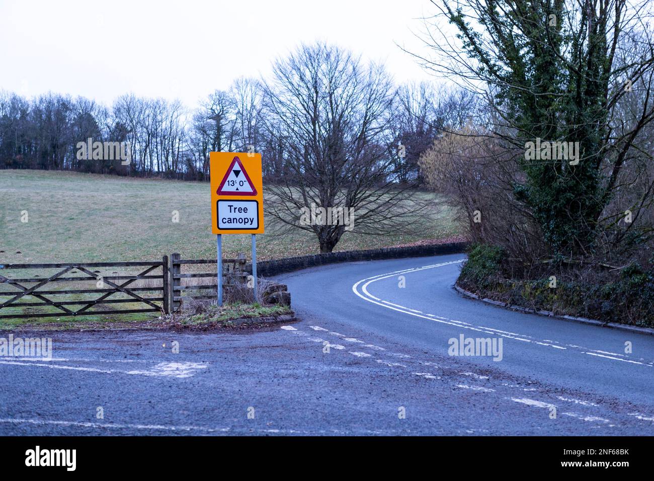 A road sign on the A466 at St Arvans, Monmouthshire warning of a low ...