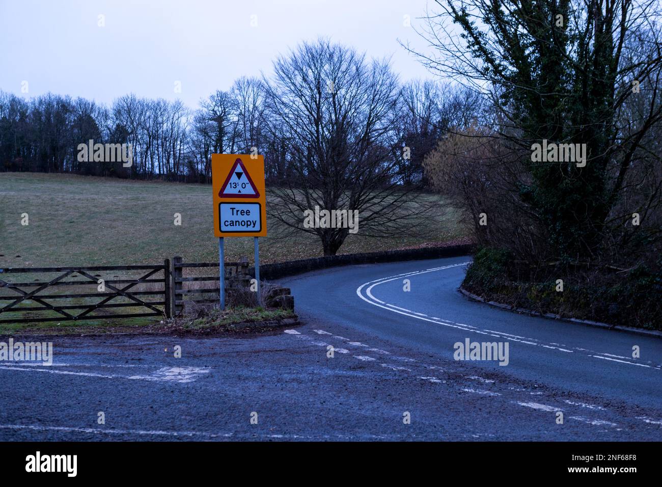 A road sign on the A466 at St Arvans, Monmouthshire warning of a low ...