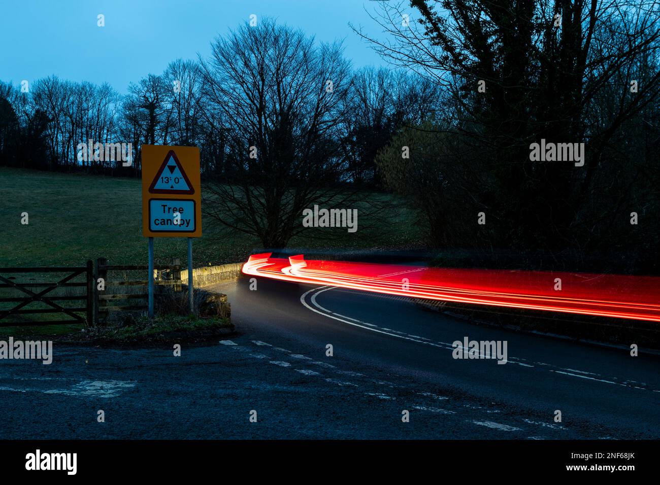 A road sign on the A466 at St Arvans, Monmouthshire warning of a low ...
