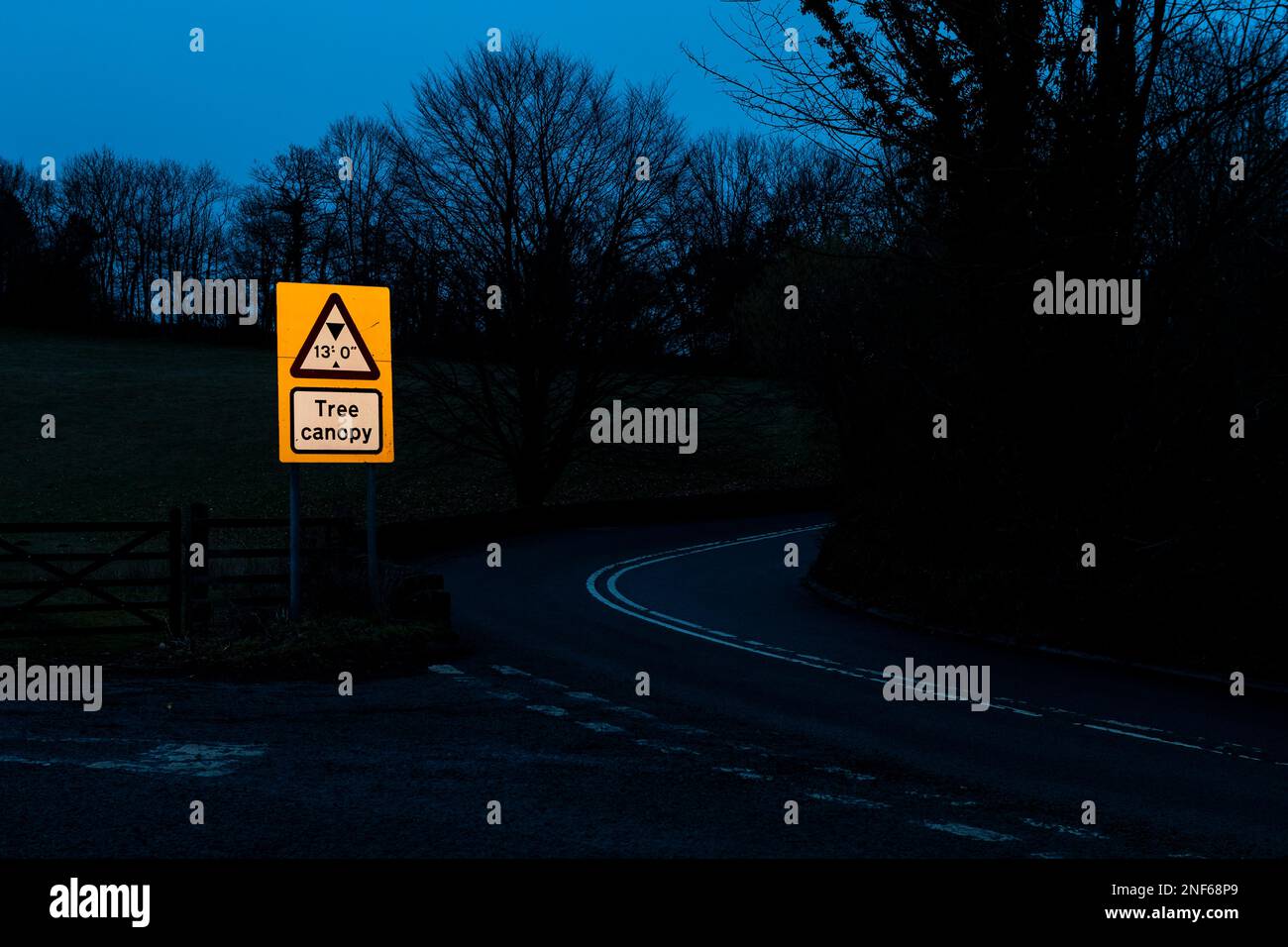 A road sign on the A466 at St Arvans, Monmouthshire warning of a low ...