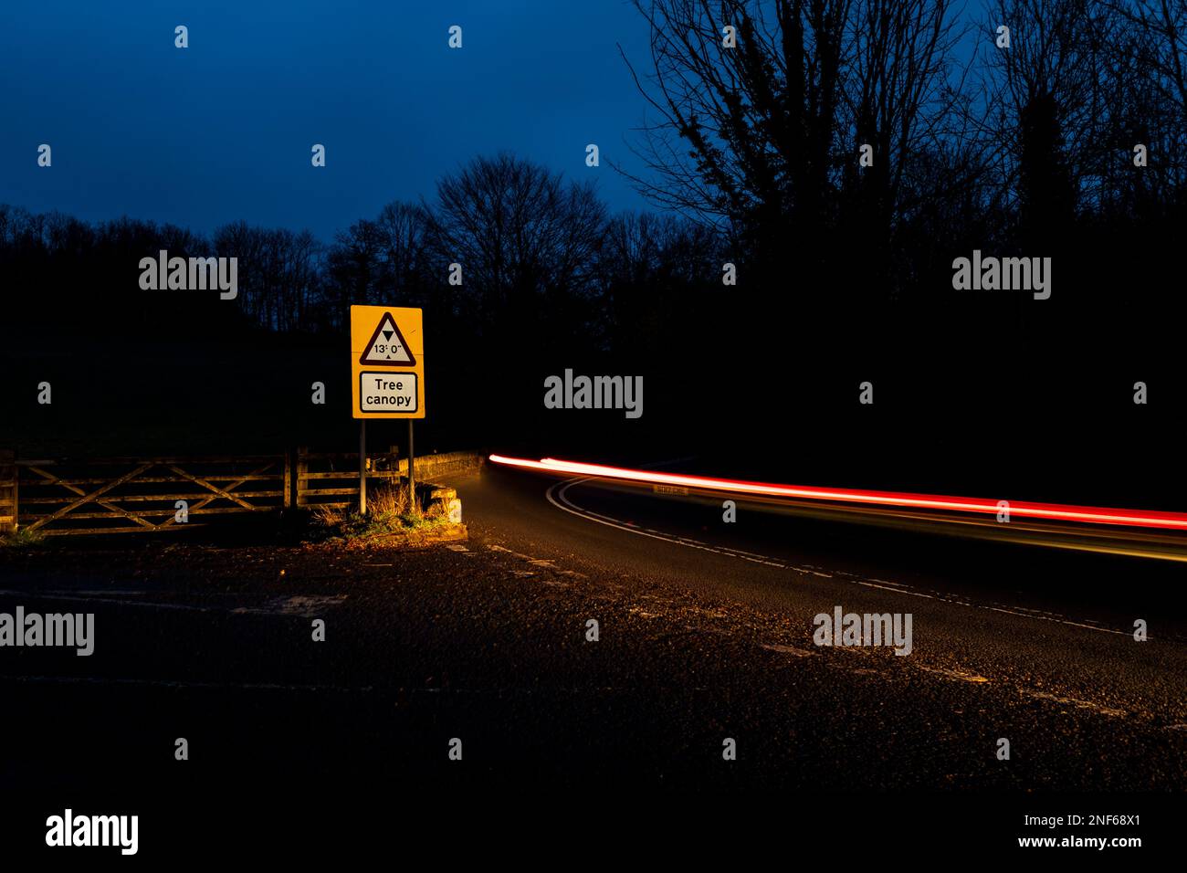 A road sign on the A466 at St Arvans, Monmouthshire warning of a low ...